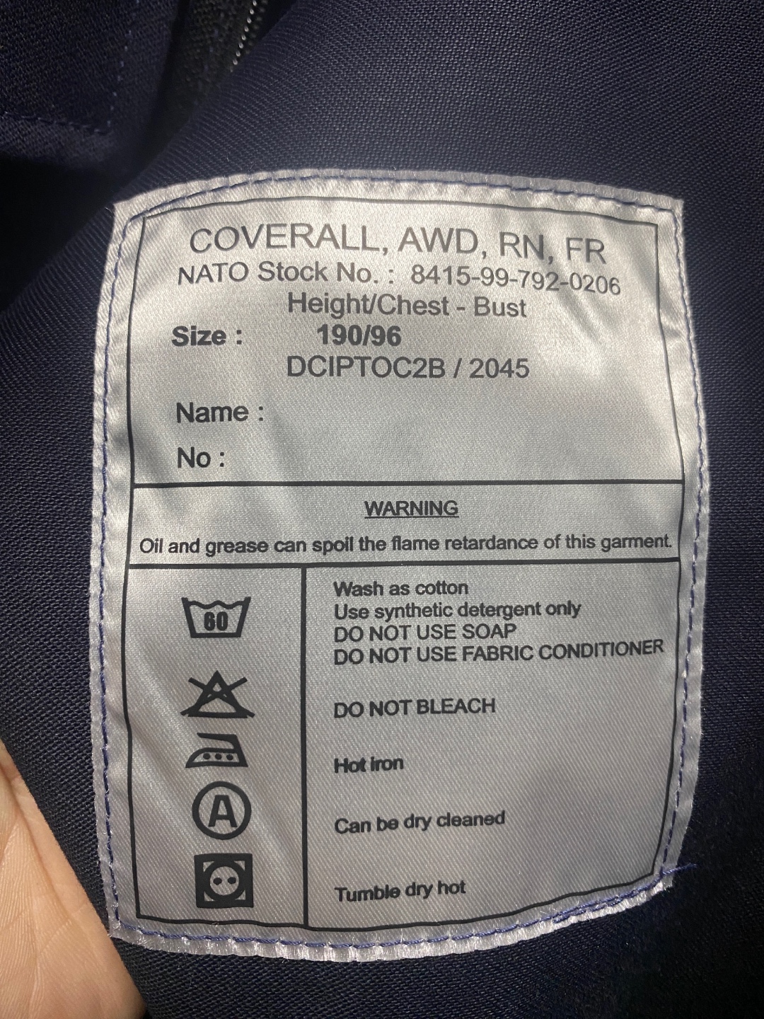 Комбинезон COVERALL ADW RN FR синий в магазине Военсклад купить за 8 ...